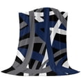 Abstract Art Fleece Throw Blanket Blue White Black Gray Line Modern ...
