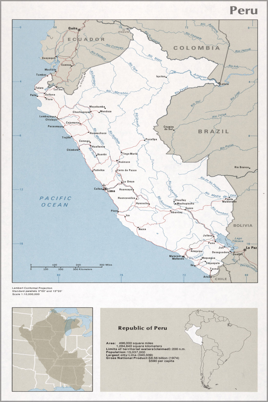 24"x36" Gallery Poster, cia map of Peru 1976 - Walmart.com