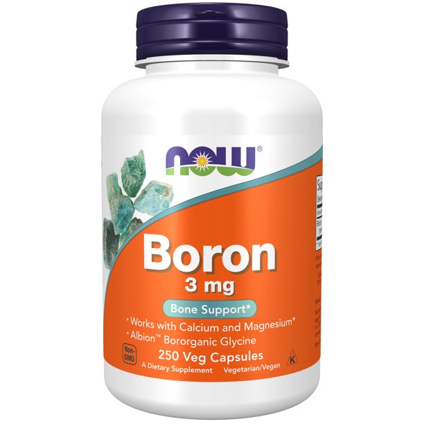 NOW Supplements, Boron 3 mg (Bororganic Glycine), Structural Support ...