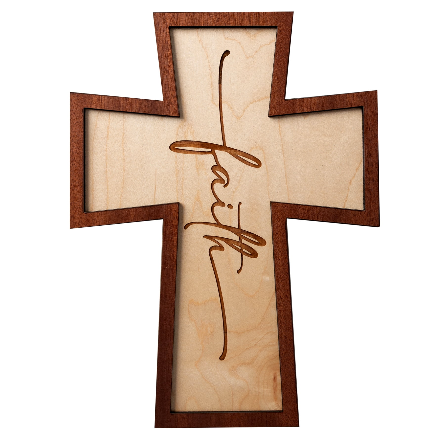 Dexsa Faith Inspirational Laser-Cut Wood Cross Plaque 7.5 inches x 10 ...