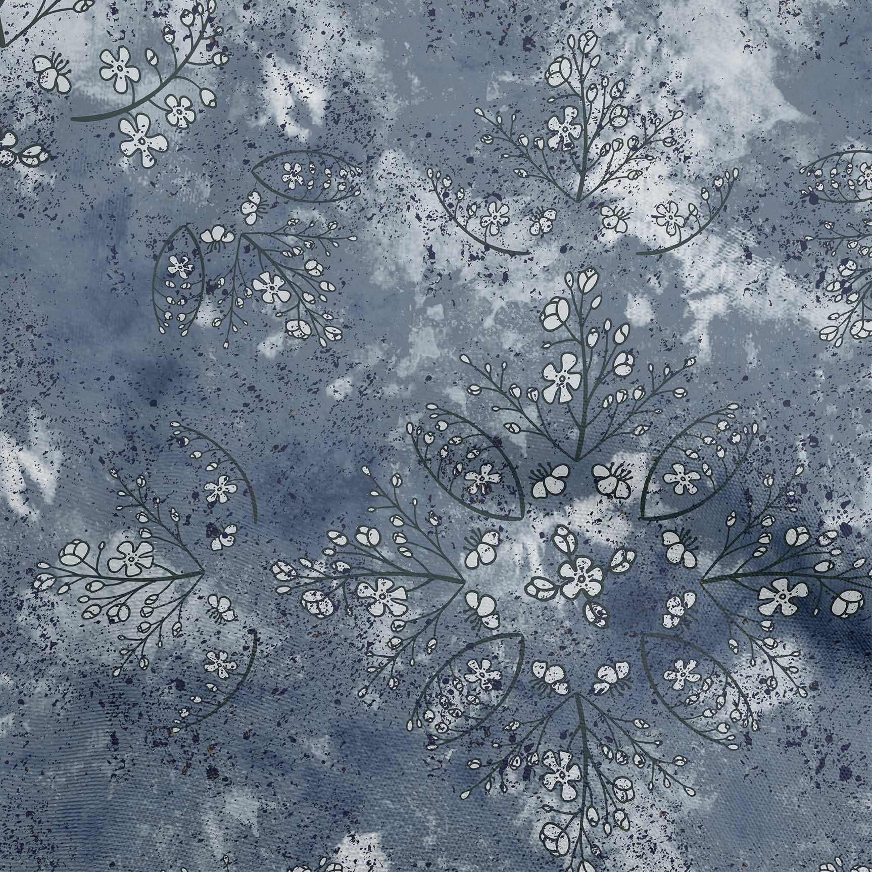 oneOone Silk Tabby Teal Blue Fabric Texture Floral Quilting Supplies ...