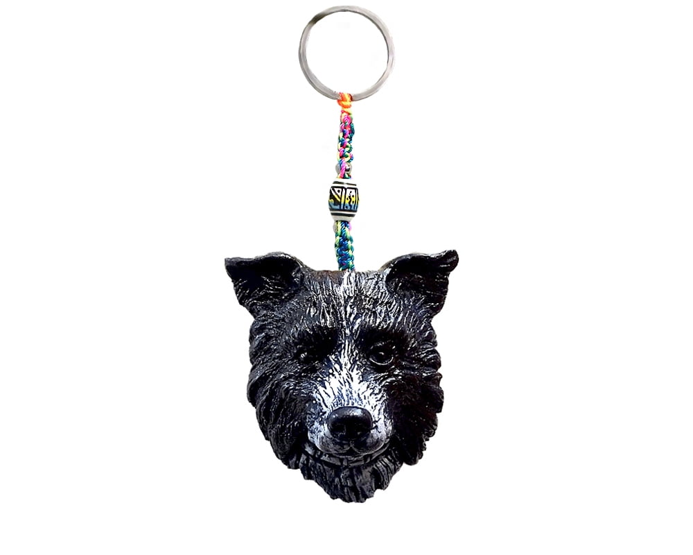 Border Collie Dog Head Pet Animal 3D Figurine Keychain Multicolored ...