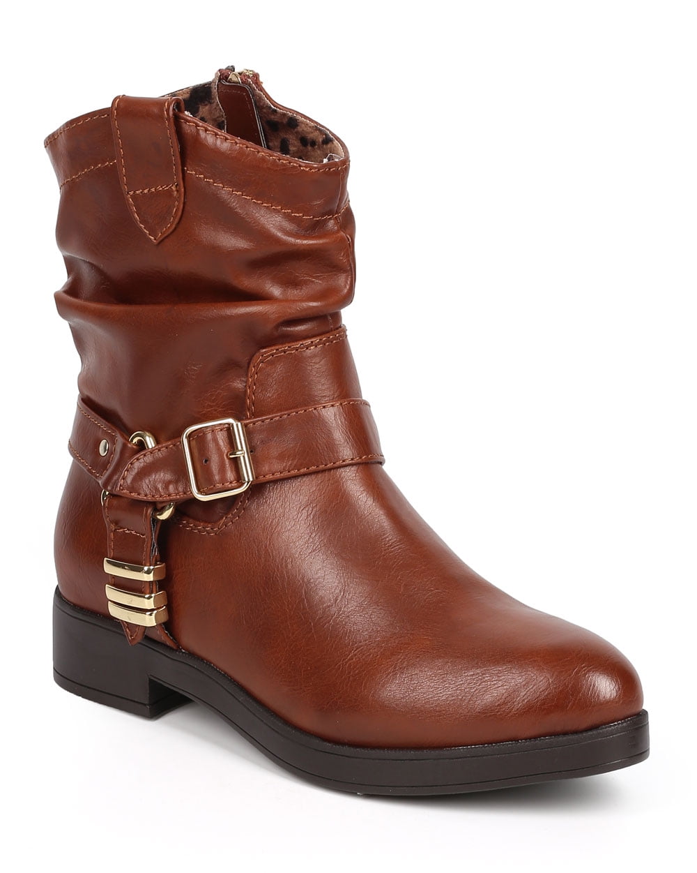 DbDk DE01 Women Leatherette Almond Toe Harness Cowboy Slouch Boot ...