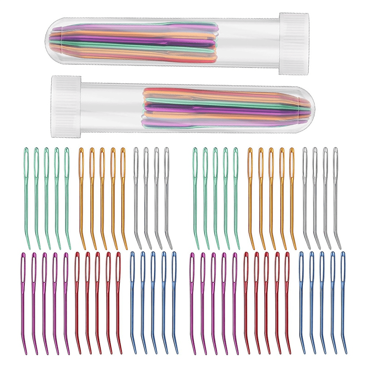 58Pcs Large Eye Curved Tapestry Needle with Tube for Weaving Craft ...
