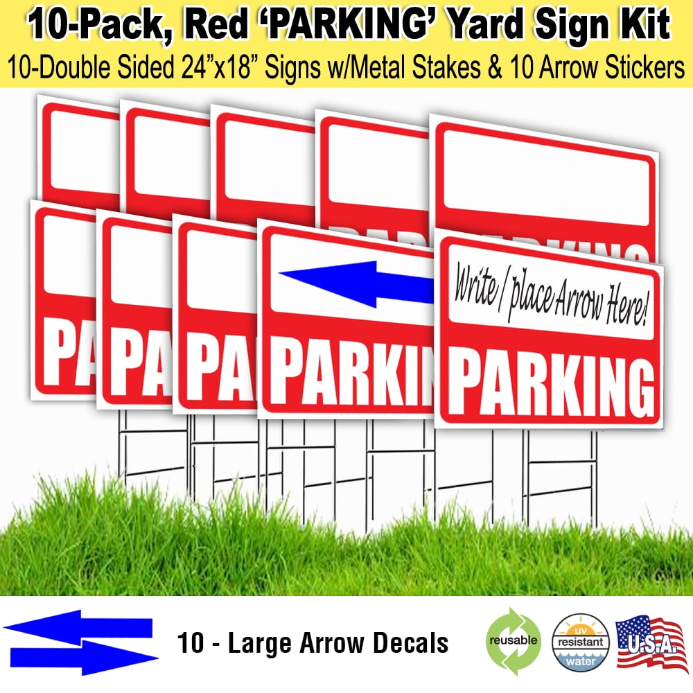 10 Pack Parking Lawn Sign Kit with Arrow Stickers - Walmart.com