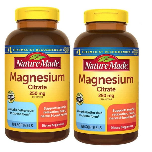 2 Pack | Nature Made Magnesium Citrate 250 mg Softgels 180 ct ...