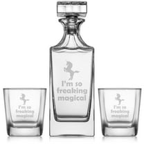 Whiskey Decanter Gift Set With 2 Whiskey Old Fashioned Rocks Glasses ...