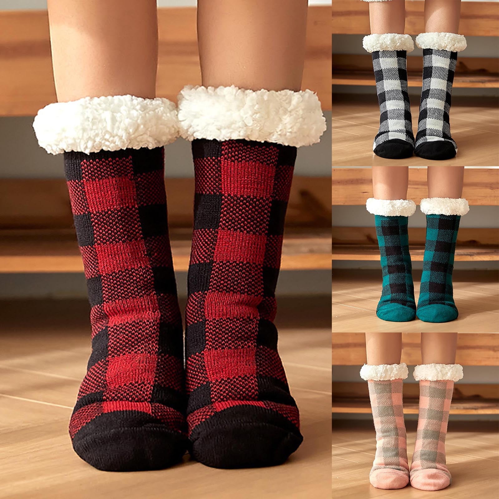 Click here for Baberdicy Womens Plaid Floor Socks  Thick Warm Fuz... prices