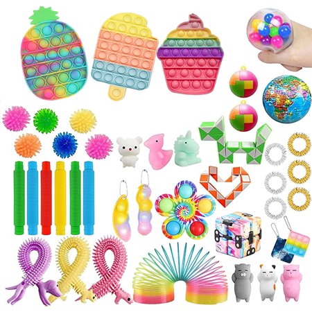 ICHUDAN 45Pcs Fidget Packs Anti-Anxiety Tools, Fidget Block Set Stress Relief Toys for Adults ...