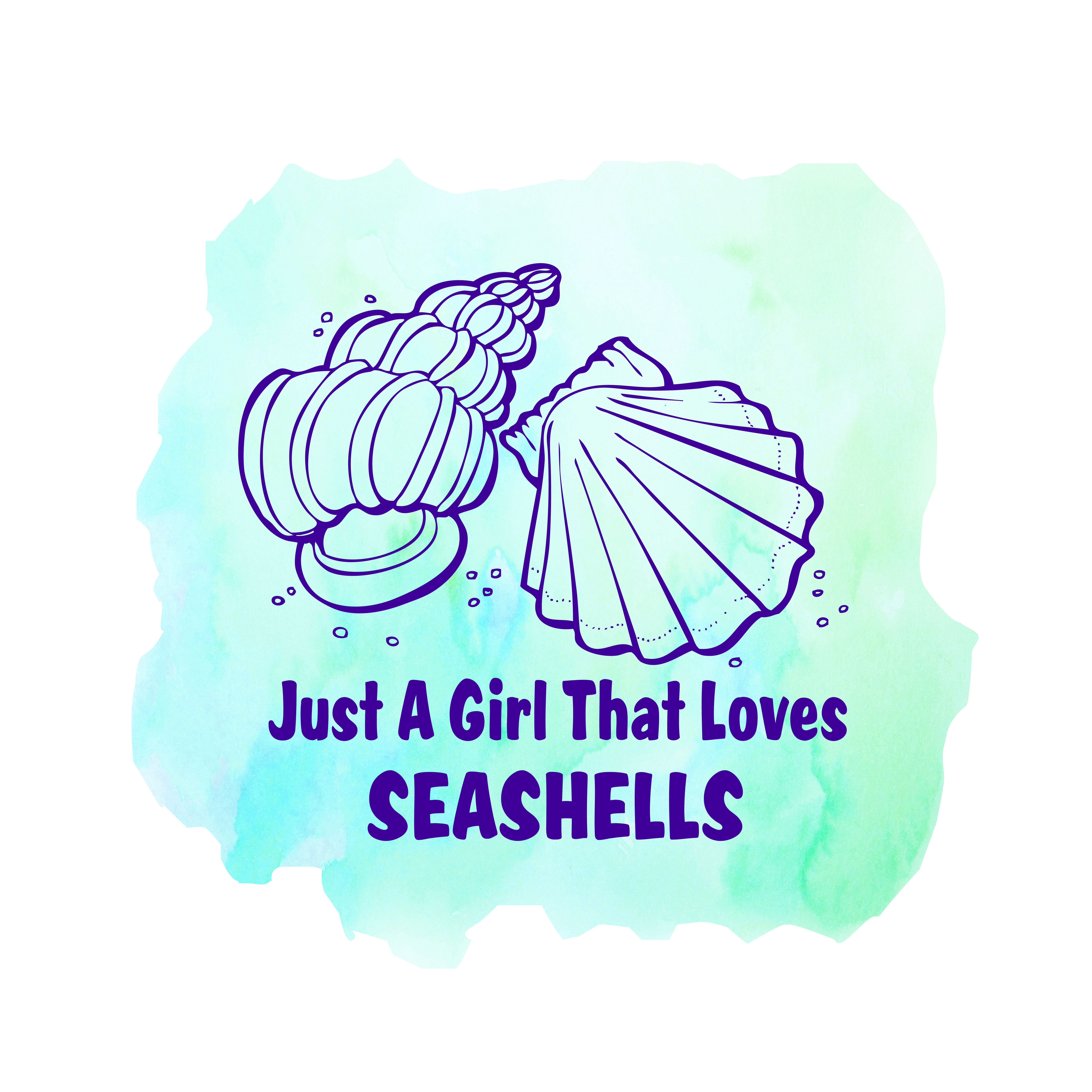 SEASHELLS - Blue Themed Seashells Image Decoration Mollusk & Clam ...