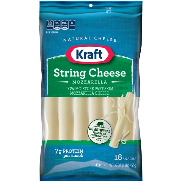 Kraft String Cheese Mozzarella Cheese Snacks, 16 ct Sticks - Walmart ...