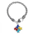 Bracelets Awareness Puzzle Enamel Charm Small Colorful Bracelet for ...