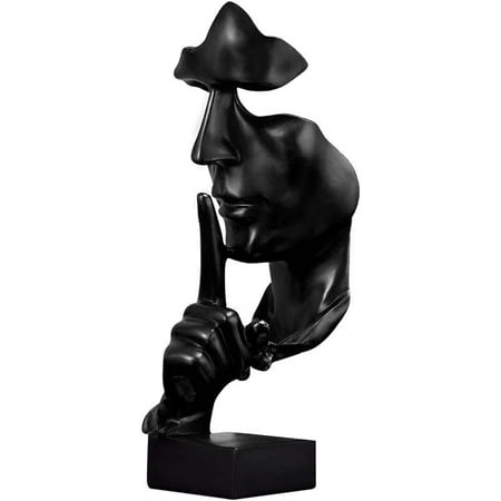 Thinker Statue Silence is Gold Abstract Art Figurine Creative Abstract ...