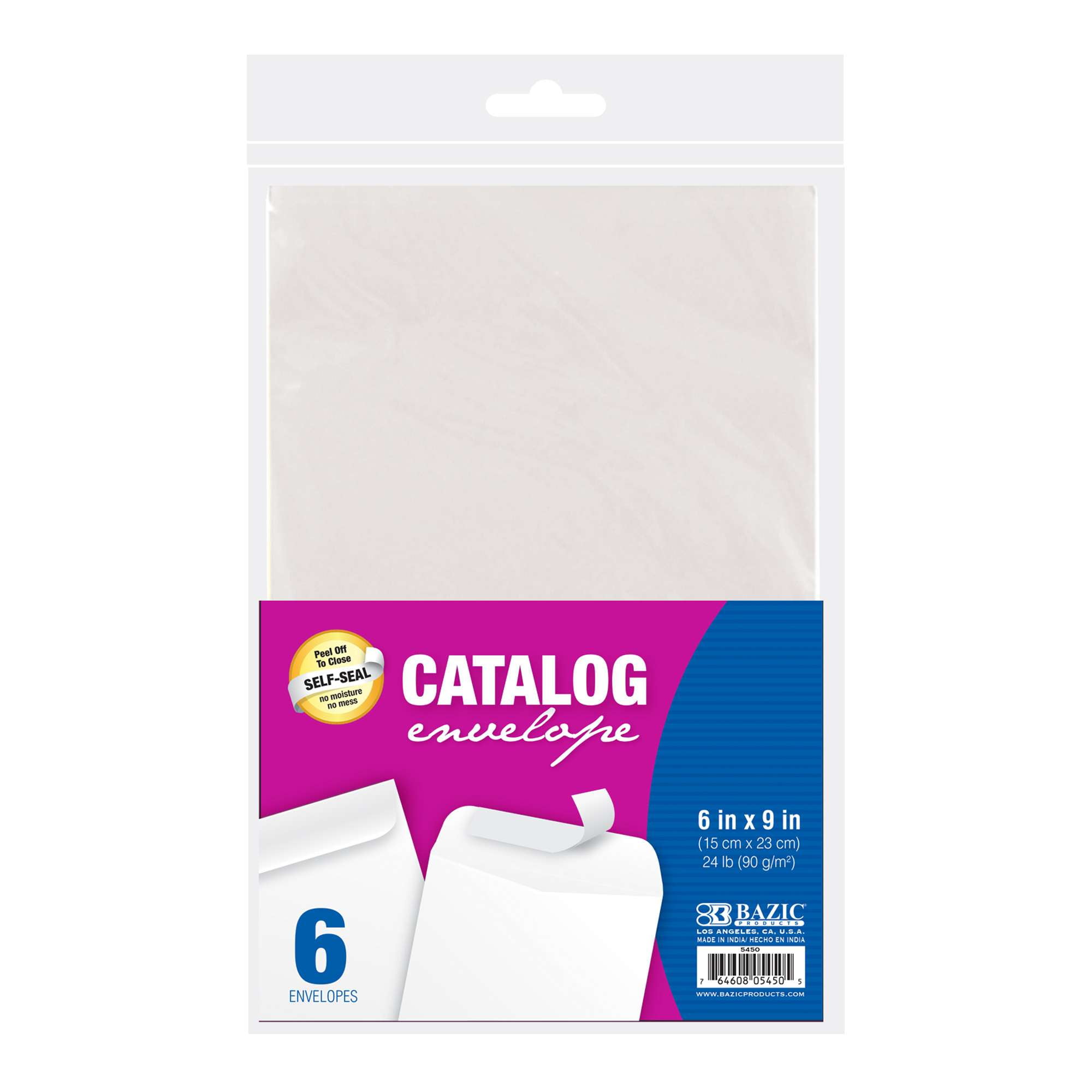 BAZIC White Catalog Mailing Envelope 6" x 9" Self Seal Envelopes, 6 ...