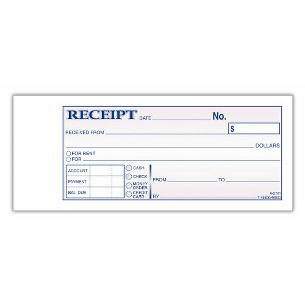 Adams Money and Rent Receipt Book 2-Part Carbonless 2.75 x 7.19 Inch 50 ...