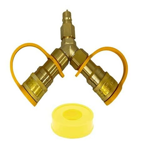 3/8 Inch Y-Splitter Quick Connect/Disconnect Adapter for Natural Gas or ...