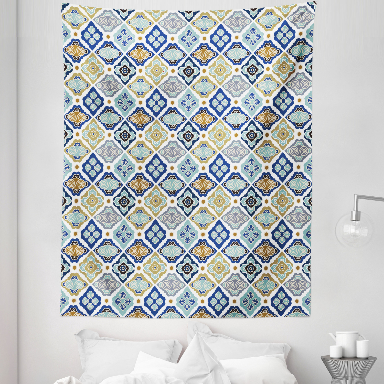 East Tapestry, Oriental Motifs Pattern with Swirls and Floral Elements ...