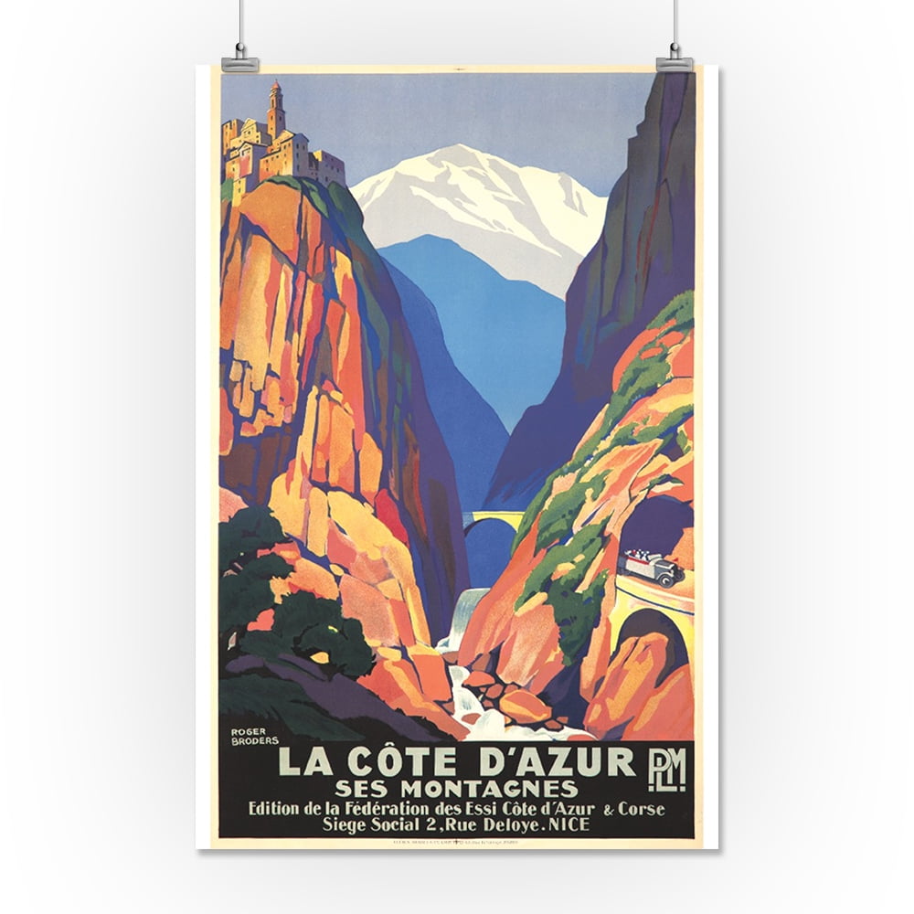 La Cote d'Azur - Ses Montagnes Vintage Poster (artist: Broders, Roger ... La Cote d'Azur - Ses Montagnes Vintage Poster (artist: Broders, Roger ...