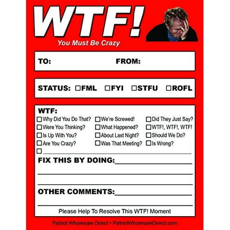 WTF! You Must Be Crazy Notepads - 50 Notes Per Pad | Walmart Canada