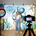 10x8ft Photo Backdrop, Octopus Coastal Soft Polyester Backdrop Curtains ...