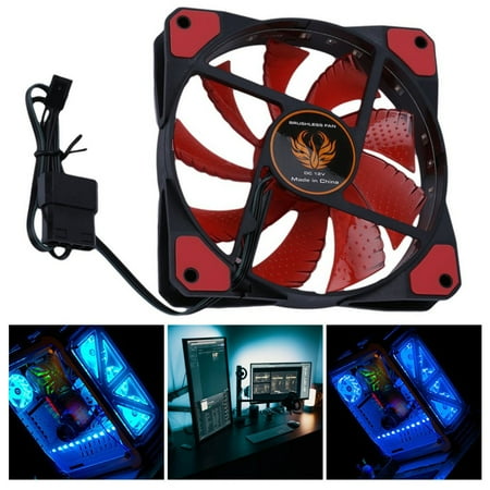 120mm LED Ultra Silent Computer PC Case Fan 15 LEDs 12V With Rubber ...