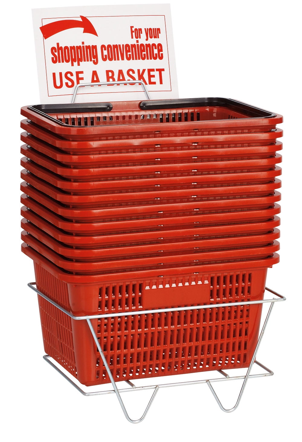 SSWBasics Red Shopping Baskets With Stand - Set of 12 - Walmart.com