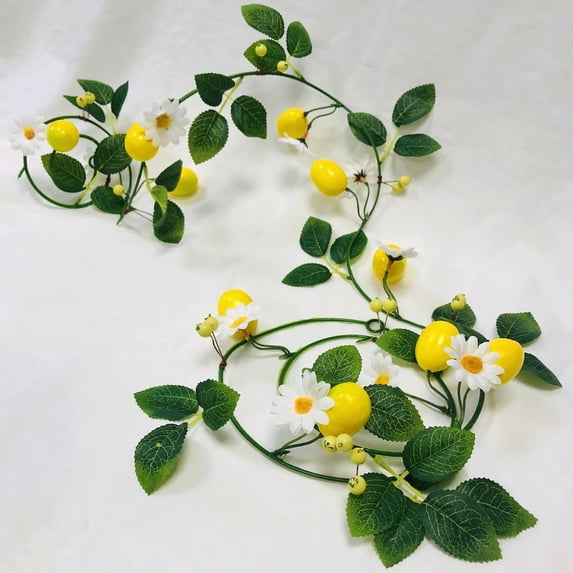 Artificial Lemon Vine, Fake Fruit White Flower Berries Hanging Vines ...