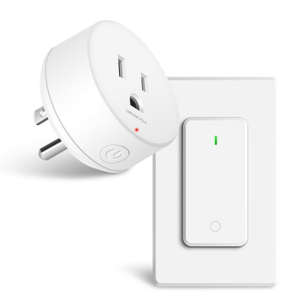 GreenCyle Remote Control Outlet,1 Remote Switch 2Outlet Plugs,Wireless ...