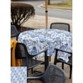 Blue Flowers Square Outdoor Tablecloth with Umbrella Hole Watercolors ...