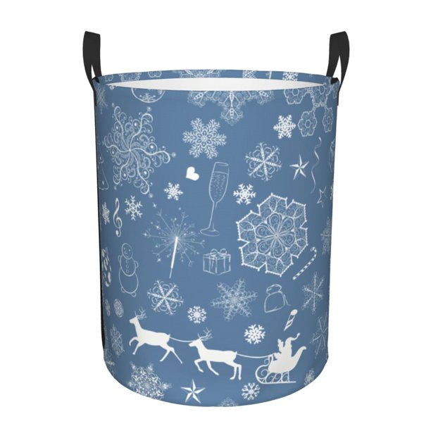 ZNDUO Christmas Snow Texture Pattern Laundry Basket, Waterproof ...