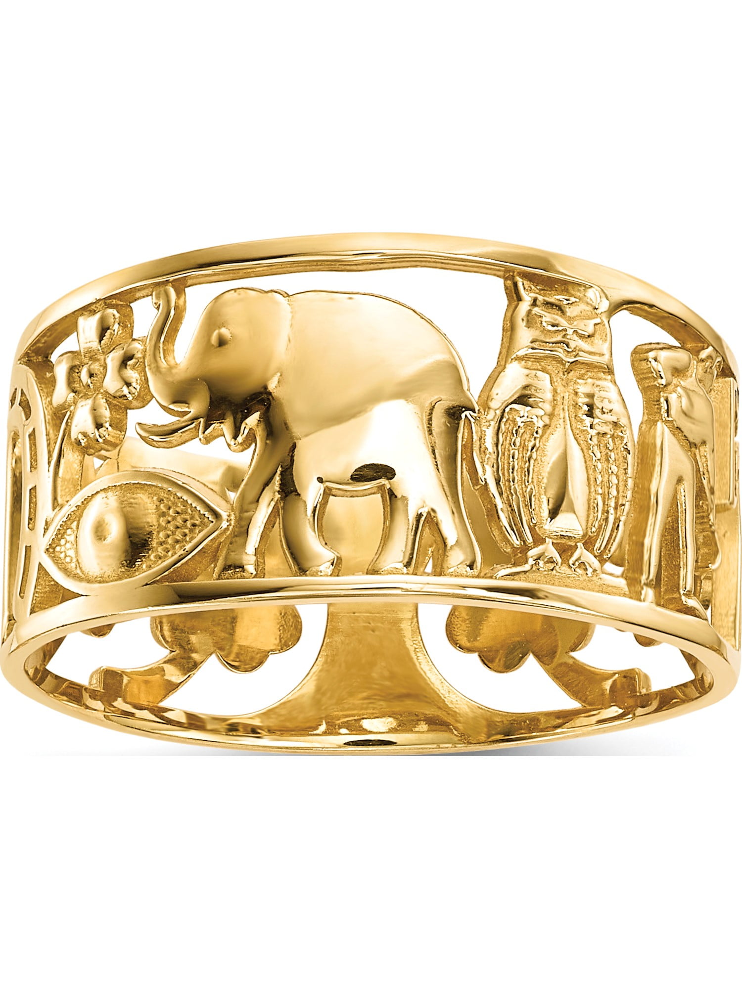 Designer 14K Yellow Gold Lucky Symbols Cut Out 9Mm Band (Width=9.00 ...