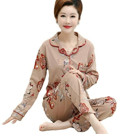 Women Pjamas Set Lounge-Wear Set Cotton Top and Bottom Women Sleepwear ...