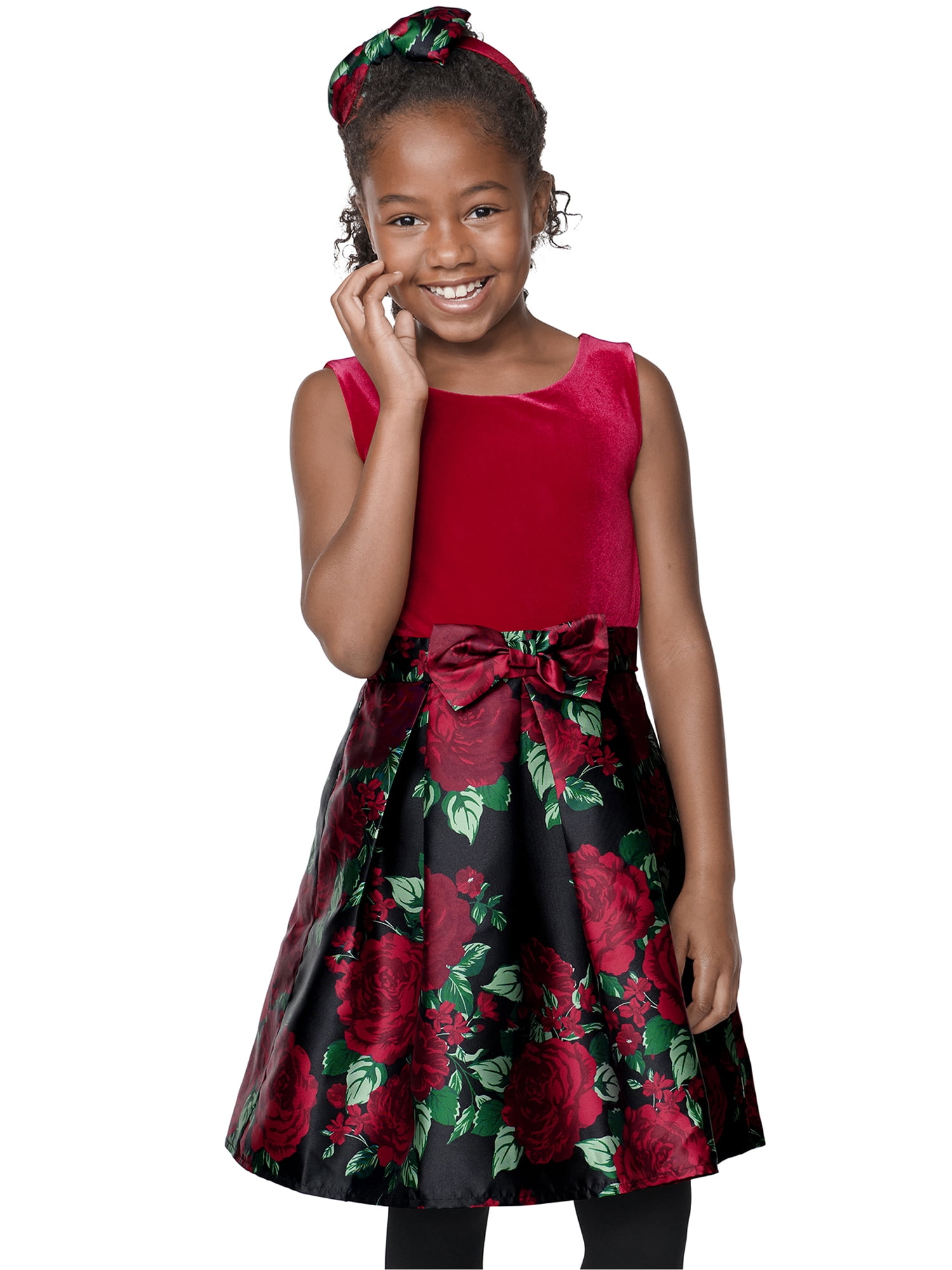 The Children's Place Girls Velour to Floral Rose Dress, Sizes 4-16 ...