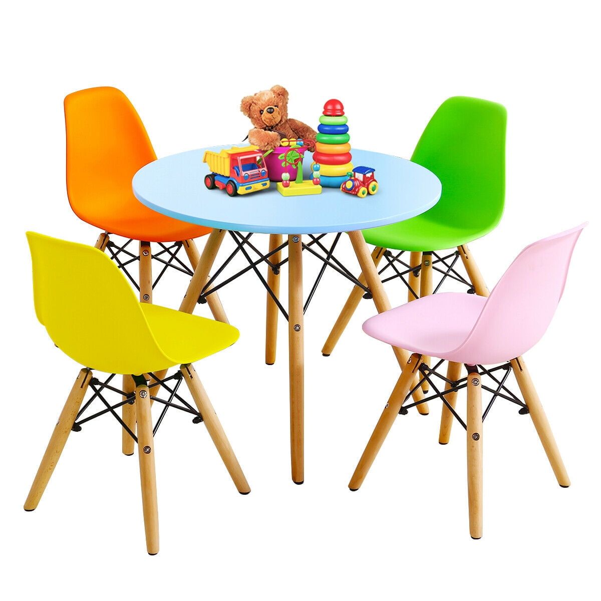 Click here for Gymax 5 Pc Kids Colorful Round Table Chair Set W/... prices