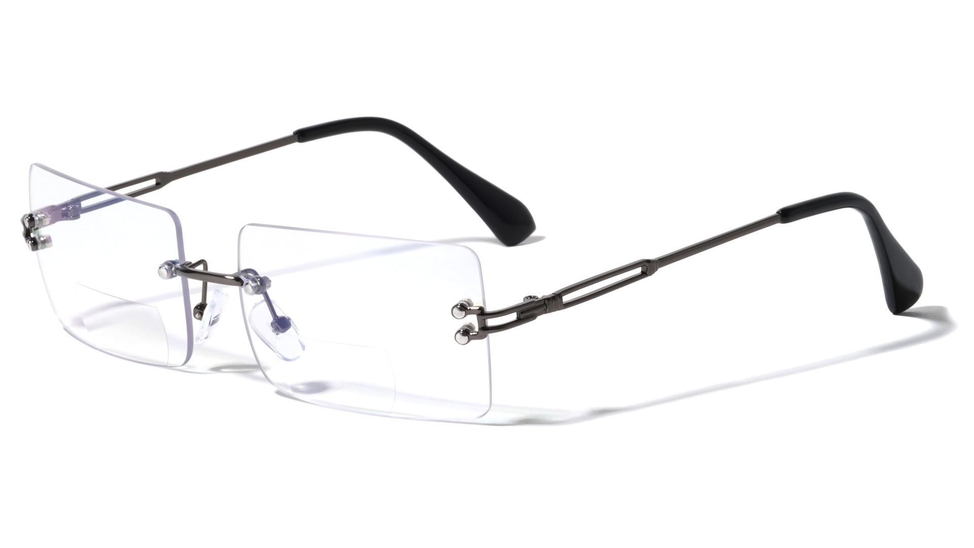 Men Metal Rimless Anti Blue Clear Lens BIFOCAL Reading Glasses ...