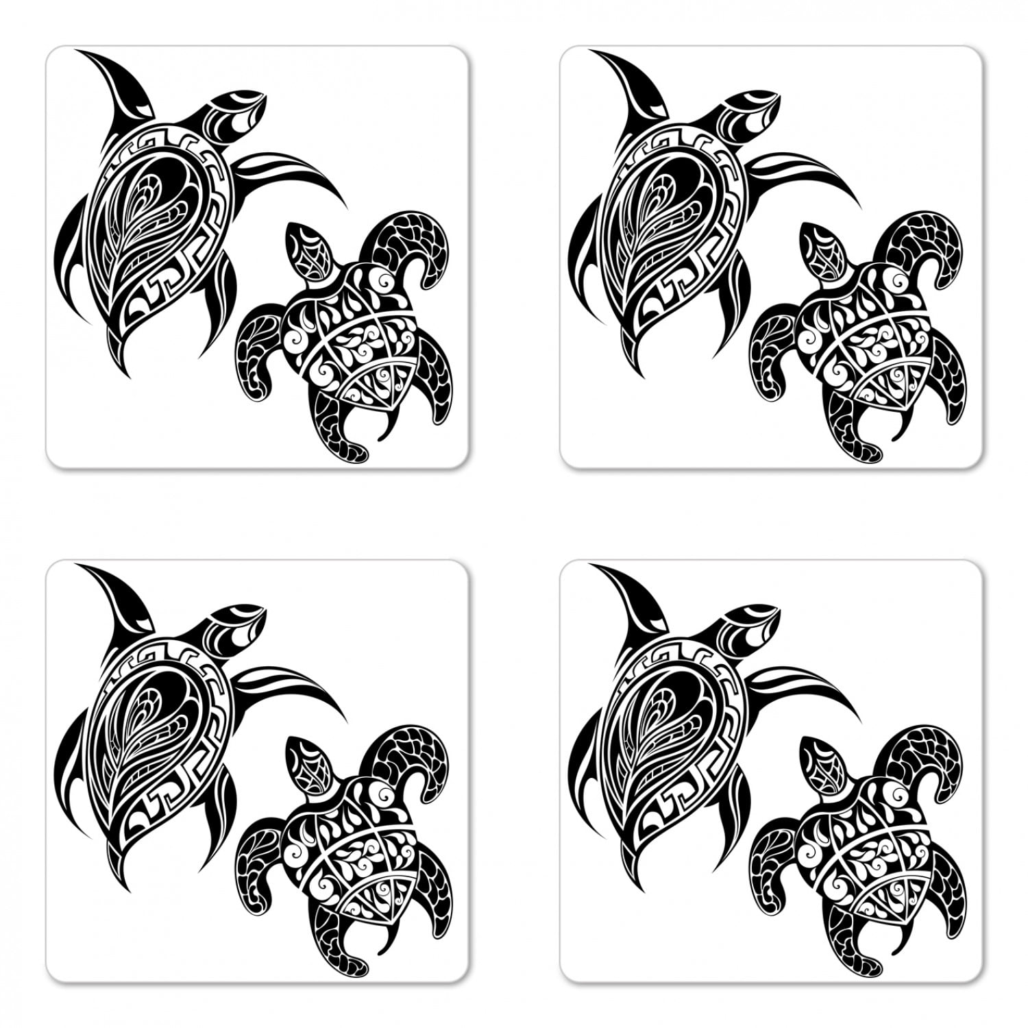 Turtle Coaster Set of 4, Style Theme Featured Loggerhead Art Print ...