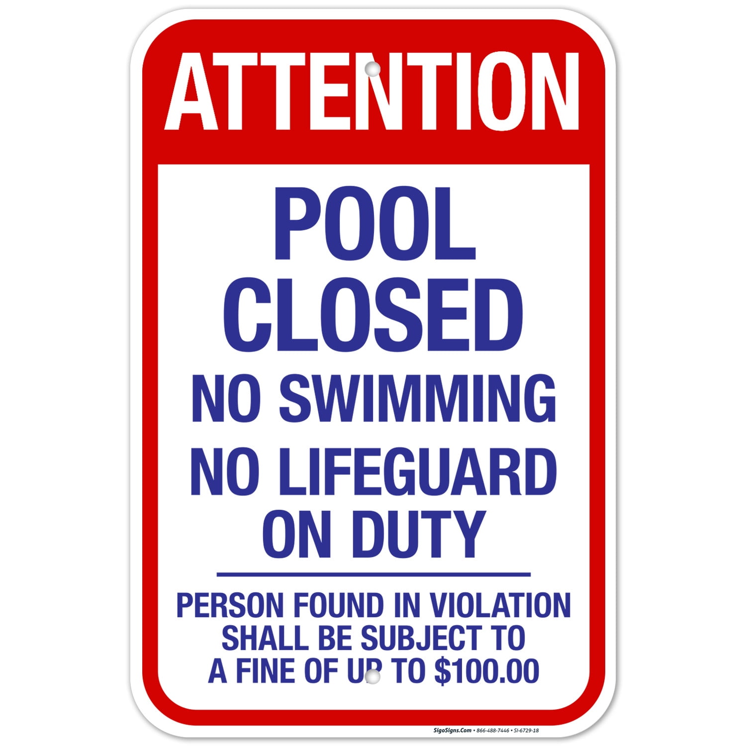 Attention Pool Closed Sign, Pool Sign, Vinyl Sticker - Walmart.com