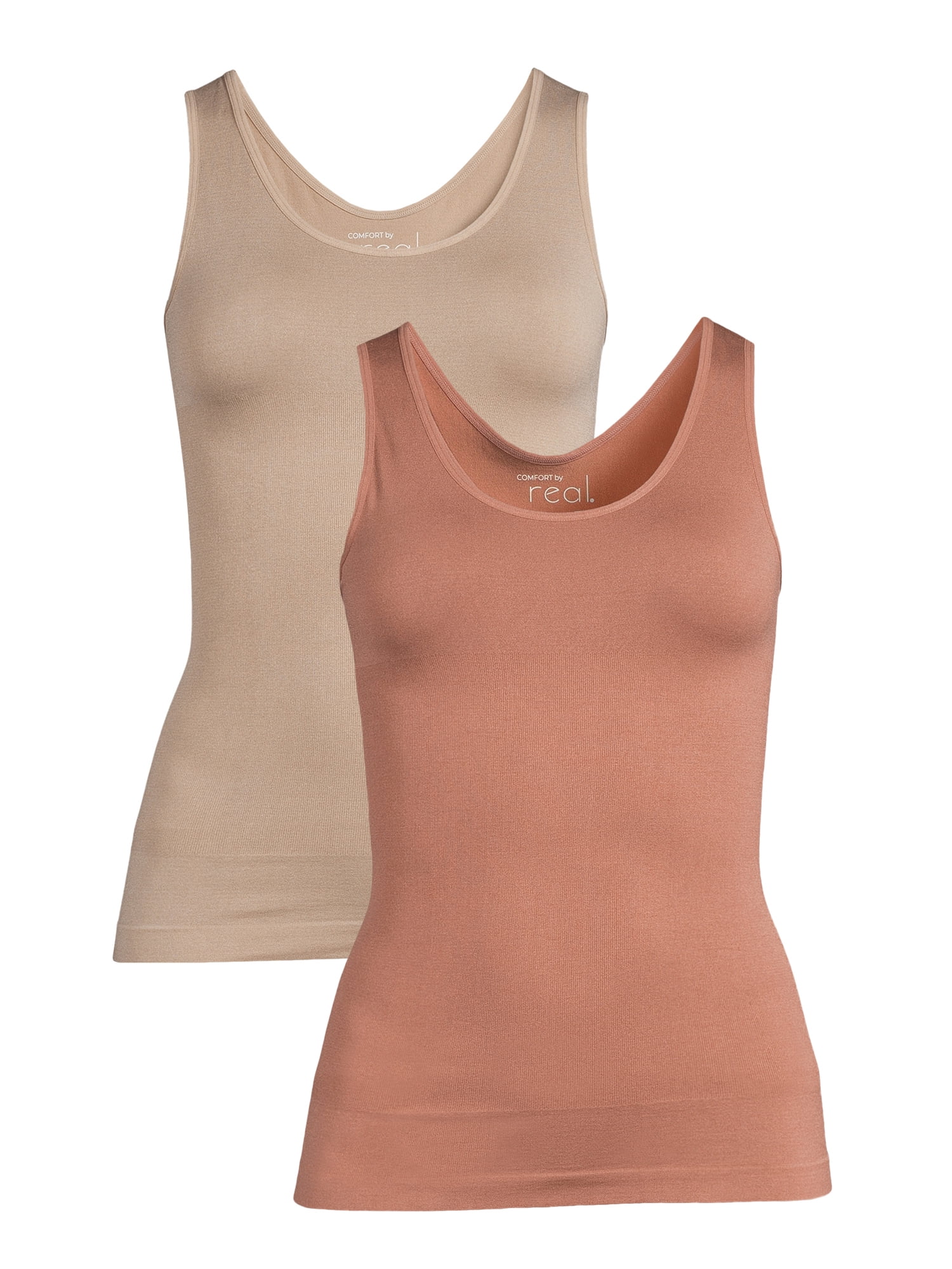Real Comfort Women's Lucy Seamless Basic Shaping Tank Top, 2-Pack ...