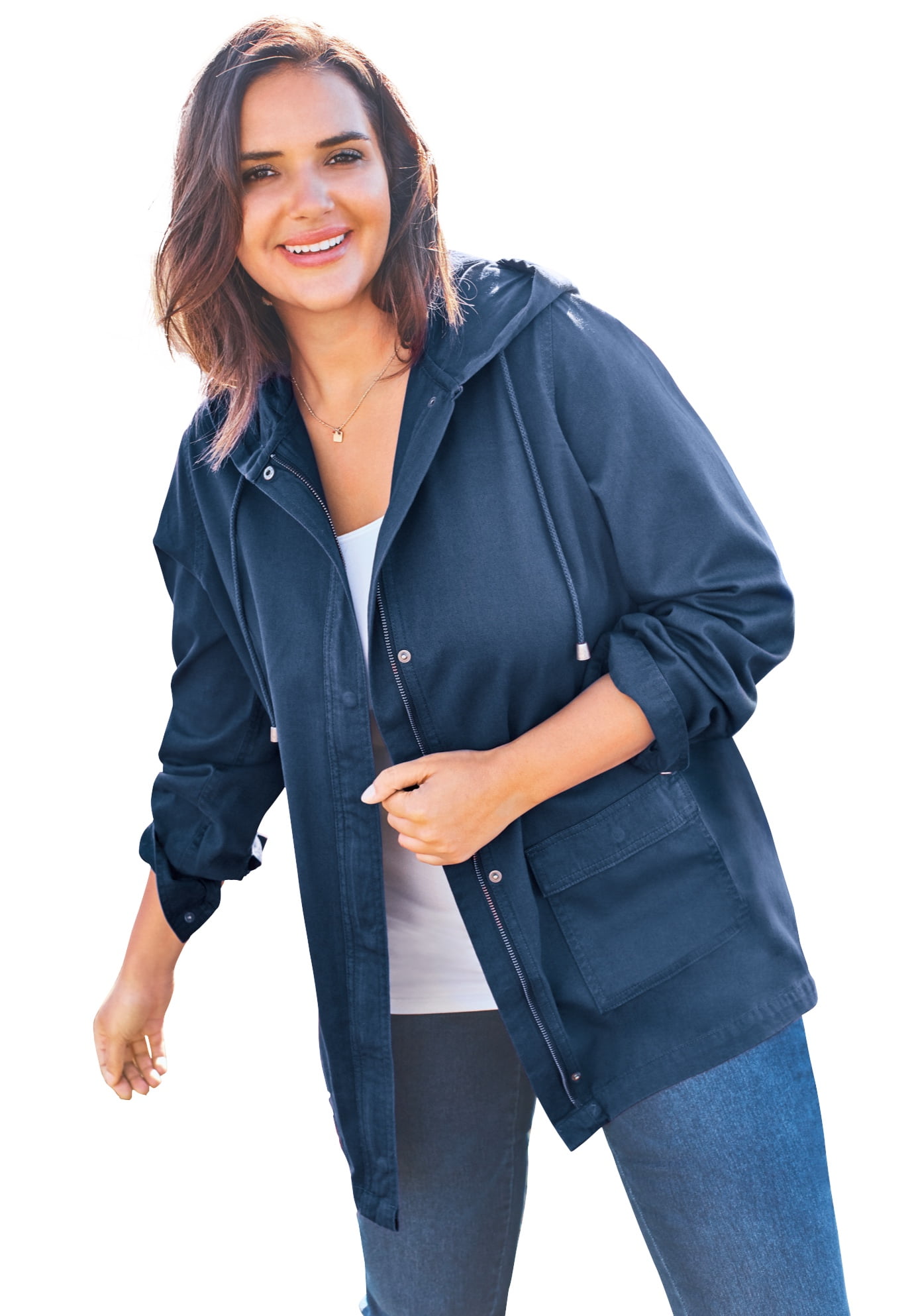 Woman Within Women's Plus Size Lightweight Hooded Jacket Jacket ...
