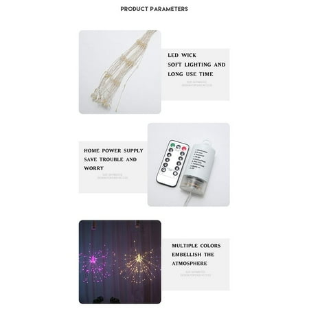 LED Firework String Lights 8 Mode Explosion Star Copper LED Copper ...