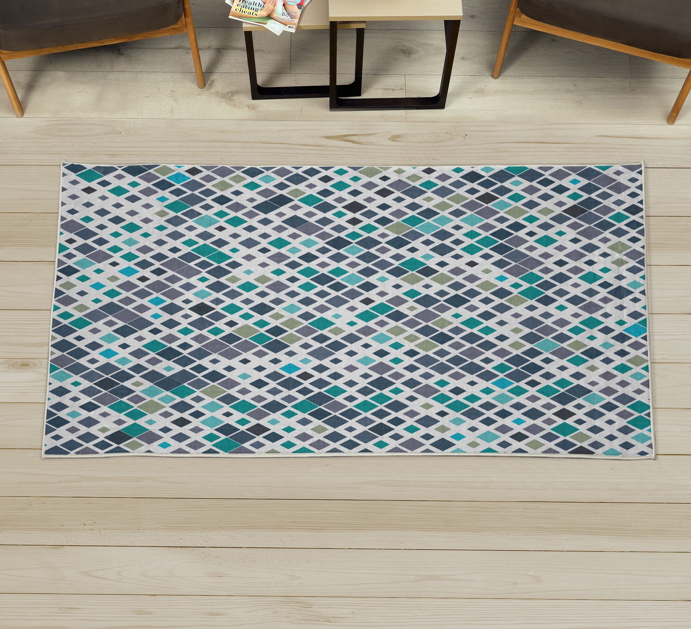 Ethnic Decorative Rug, Retro Mosaic Creative Pattern Square Rhythm ...