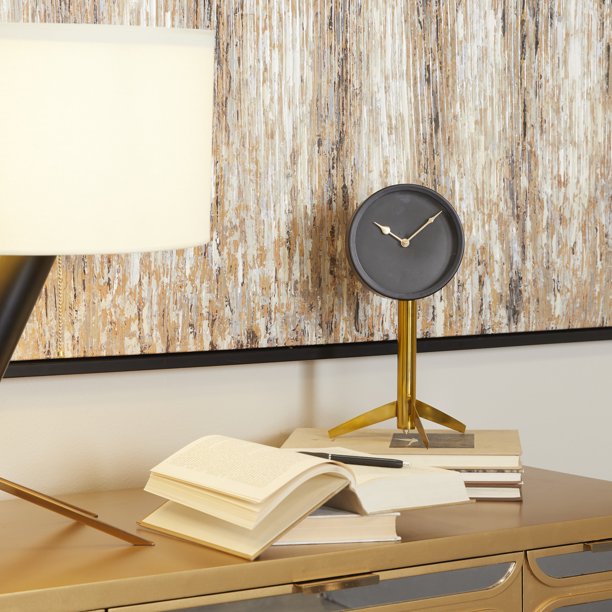 DecMode Stainless Steel Modern Table Clock with Round Face and Circular ...