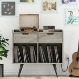 Record Player Table Stand with Storage Drawers, Vinyl Record Table ...