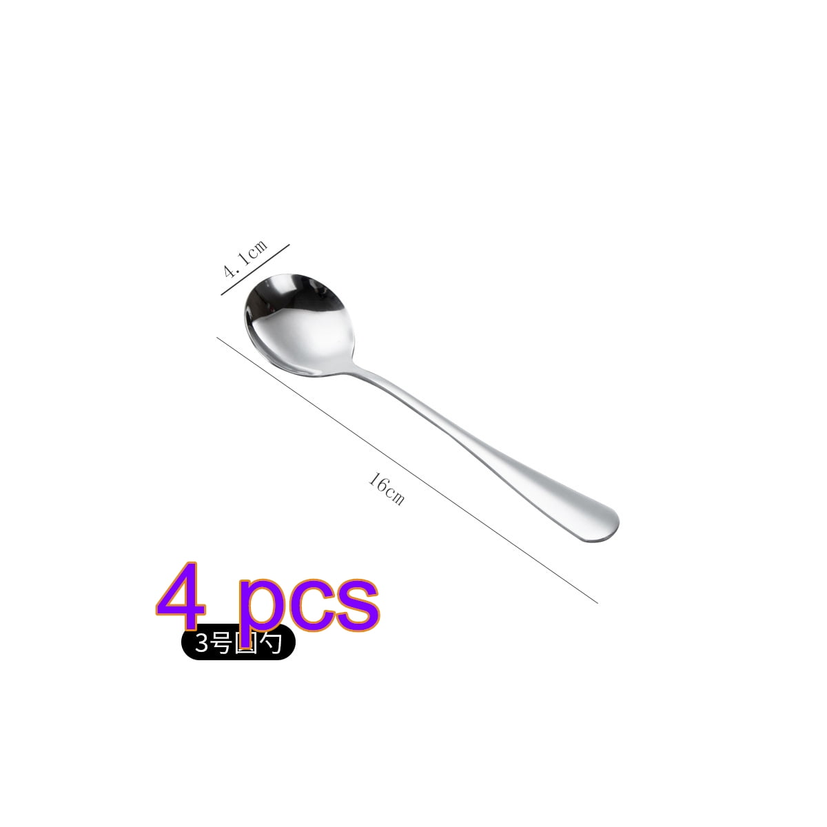 4pcs stainless steel round spoon western food spoon long handle ...