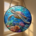 Sea Turtle with Floral Details Stained Glass Style Suncatcher, Coastal ...