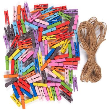 120 Pc Mini Craft Clothespins Wood 1" Small Arts Multi Color Clothes ...