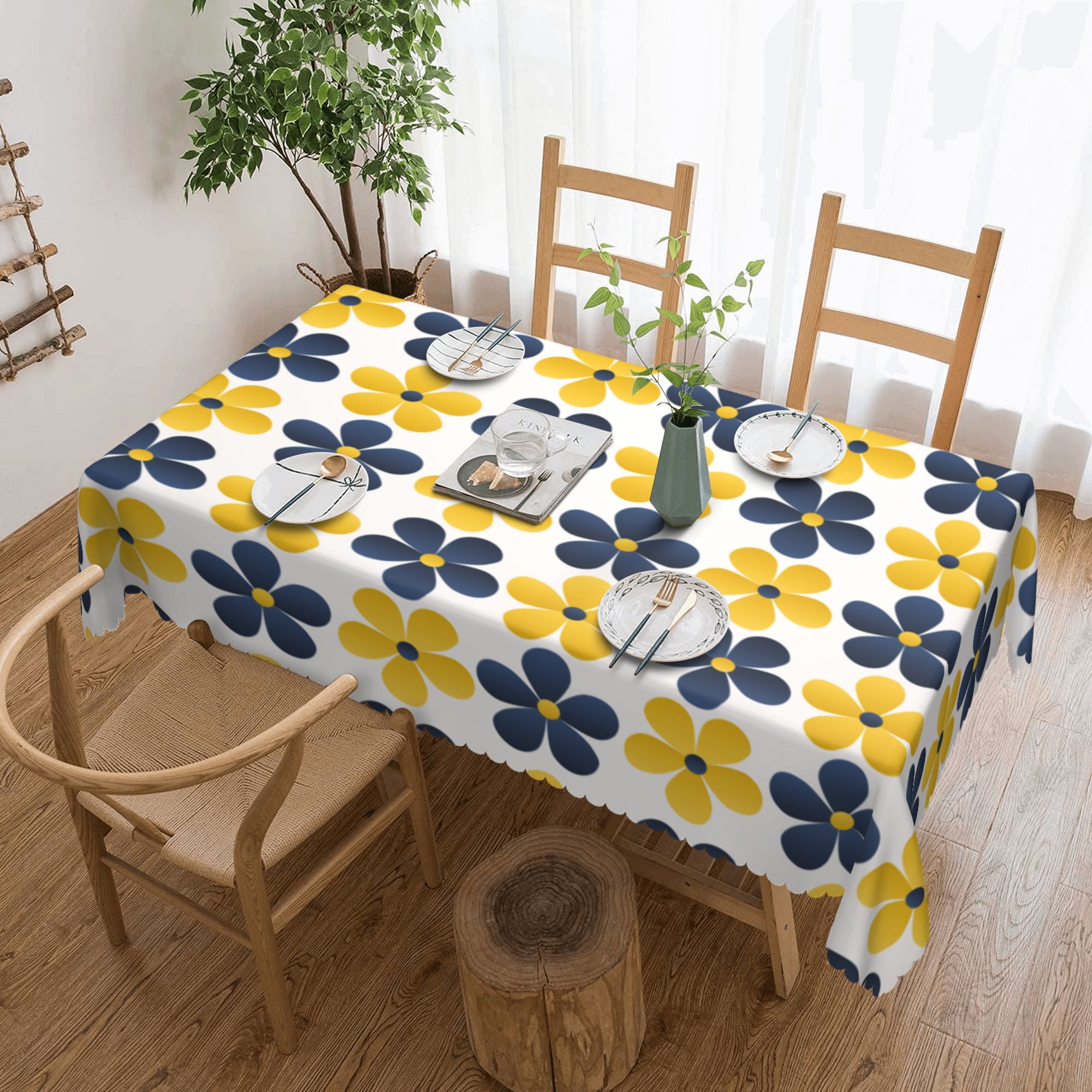 XMXY Table Cloth Rectangle Table, Yellow Floral Texture Background ...