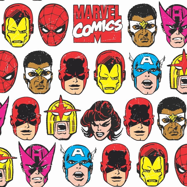 Marvel Comics Classic Faces Peel & Stick Wallpaper - Walmart.com