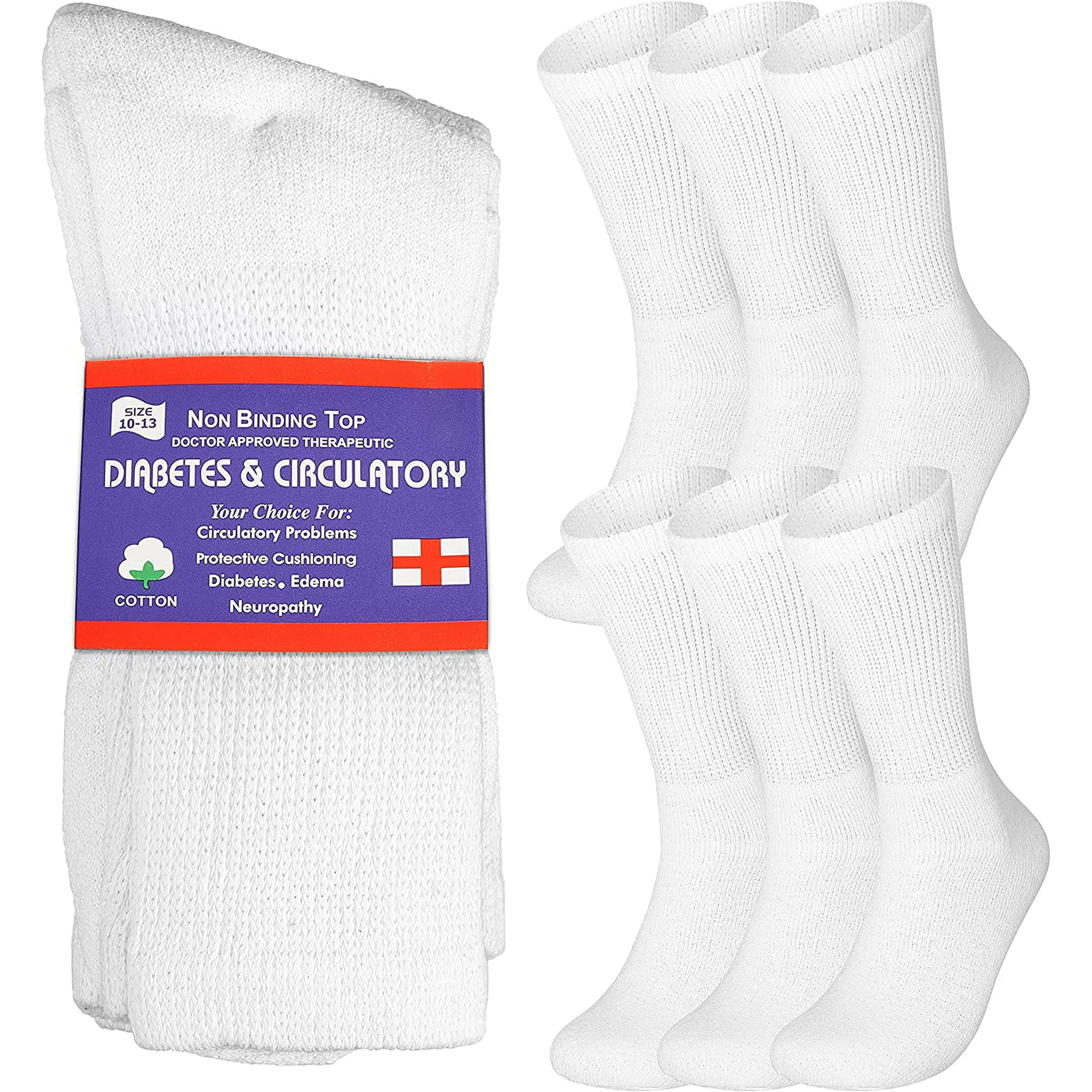 Special Essentials 6 Pairs Cotton Diabetic Socks Crew for Men and Women ...