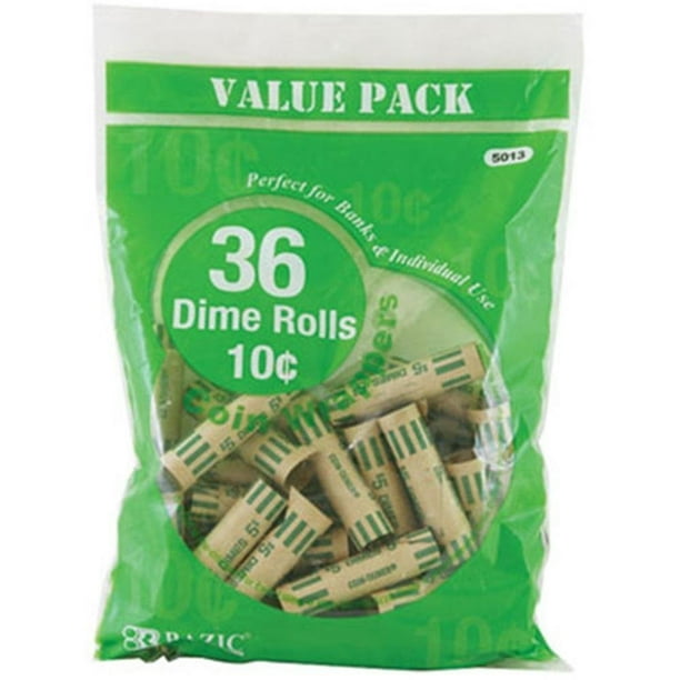 Dime Tubes Paper Coin Wrappers, 36 Per Pack - Walmart.com